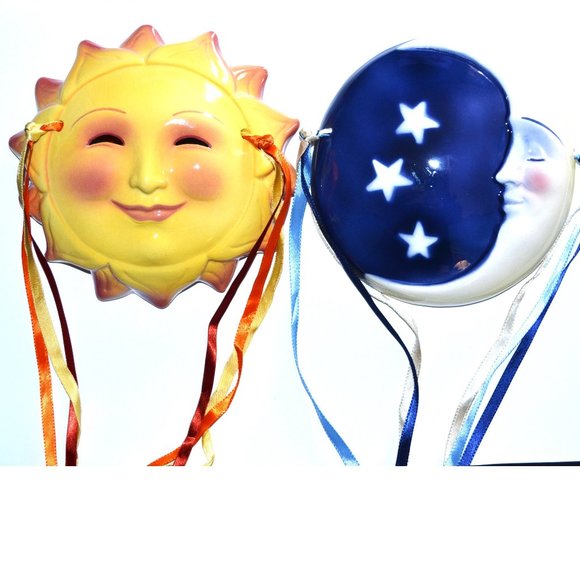 Clay Art | Accents | Vintage Clay Art Wall Decor Masks Sun And Moon ...